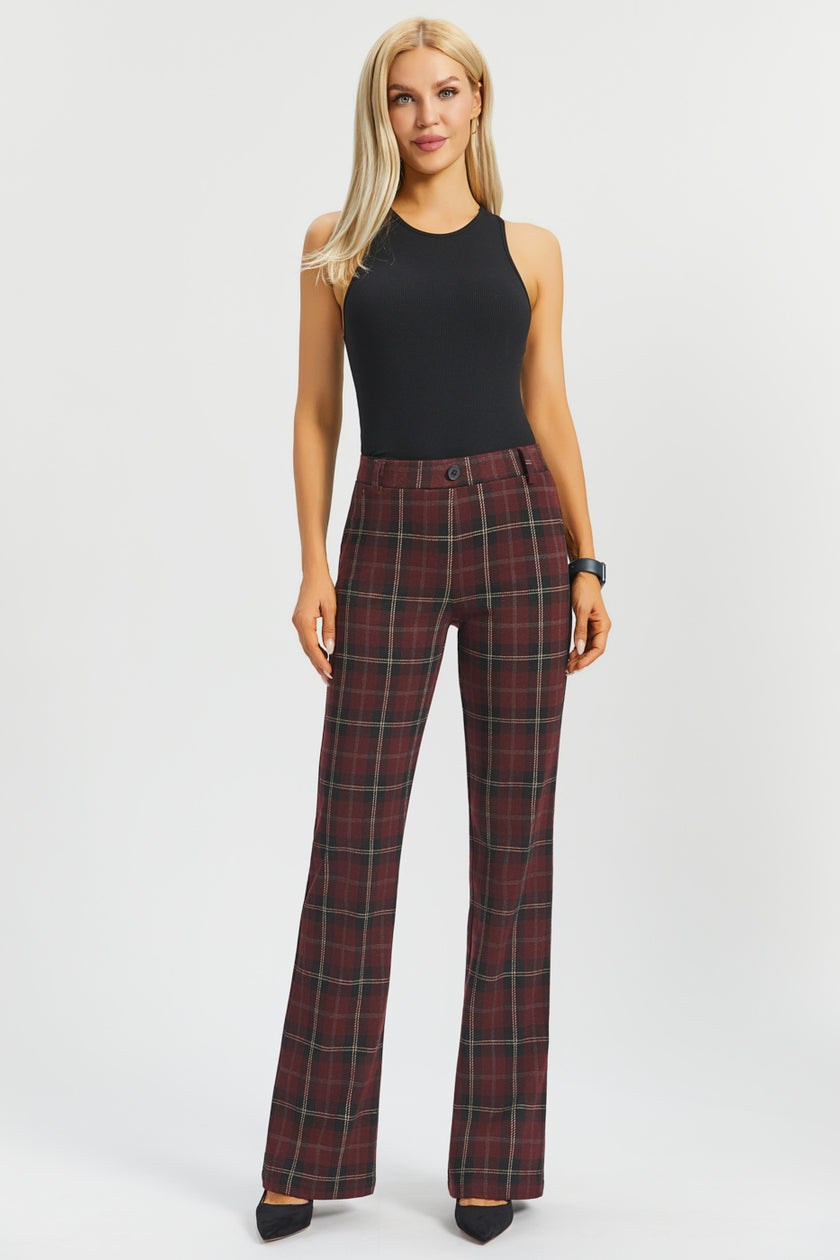 Two-Pocket Dress Pant | Bootcut (Burgundy Plaid) - Final Sale – Betabrand