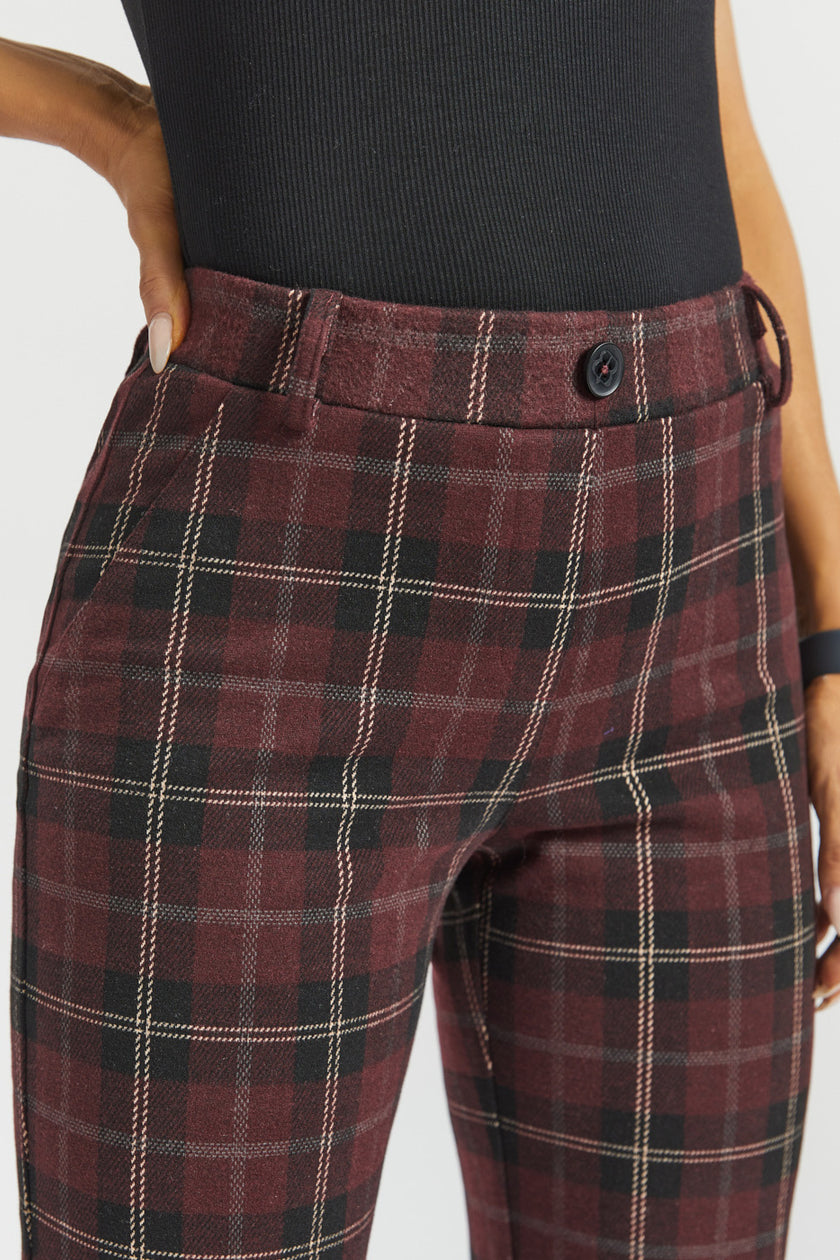 Two-Pocket Dress Pant | Bootcut (Burgundy Plaid) - Final Sale – Betabrand