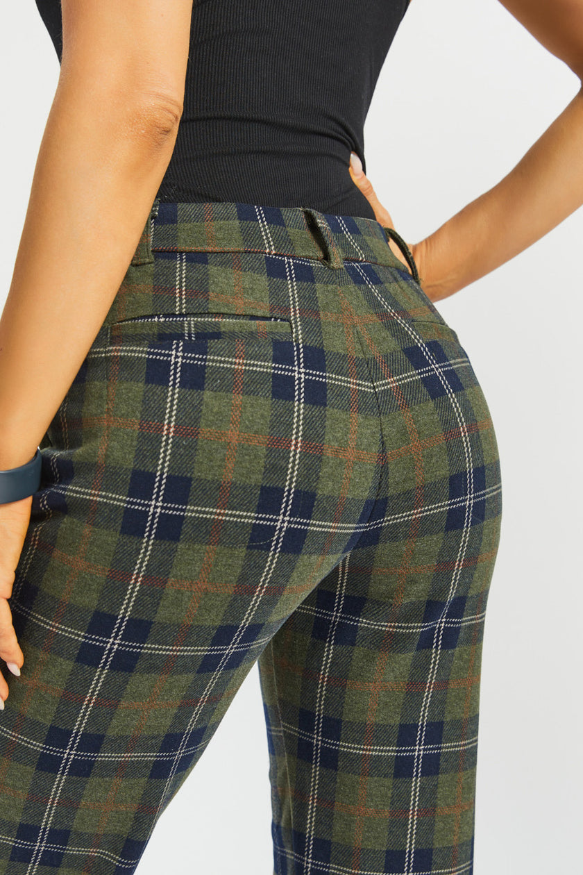 Two-Pocket Dress Pant | Bootcut (Green Plaid) – Betabrand