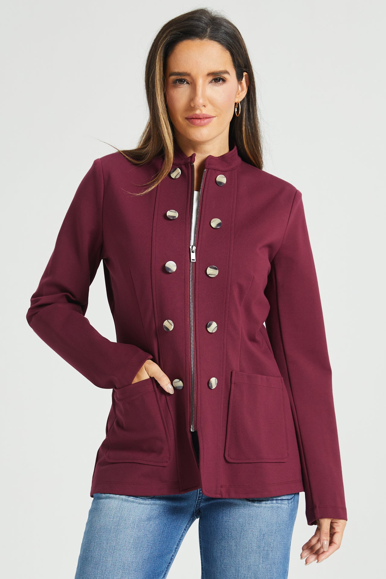 ⏰ PRESALE | Military Zip Jacket (Burgundy) – Betabrand