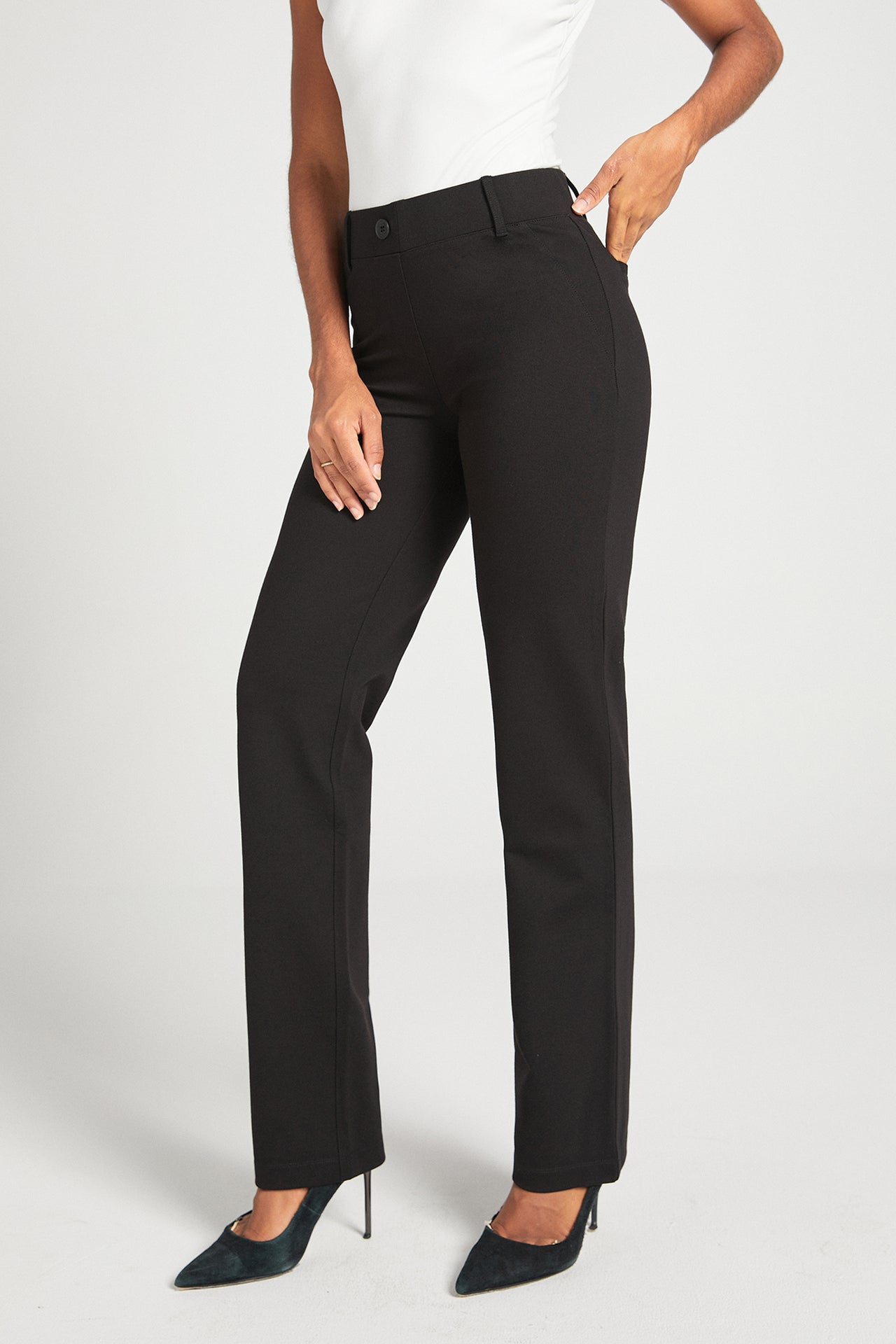 Two-Pocket DPYP™ Dress Pant Yoga Pant | Straight (Black) – Betabrand